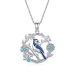 Amazon.com: Blue Jay Necklace 925 Sterling Silver Bird Necklace Blue ...