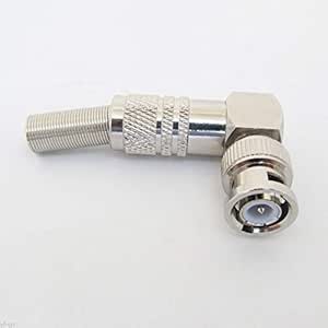 2pc BNC Crimp Male Right Angle Connector with Spring for Cable 5D-FB RG5 RG6 LMR300 (BNC-LS ...