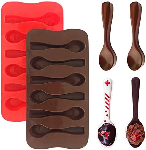 Amazon.com: 2 Pack Spoon Shaped Chocolate Molds 6 Cavities Silicone Spoon Mold Candy Making ...