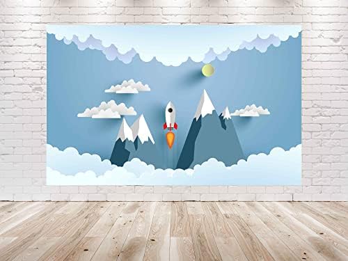 Amazon.com : 7x5FT Space Rocket Backdrop for Birthday, Blue Spaceship ...