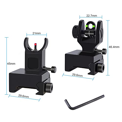 Fiber Optics Flip Up Iron Sight Front Red Dot Sight and Rear Green Dot ...
