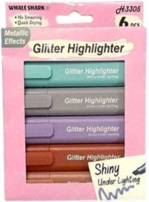 Cursive Letter_ly Glitter Highlighter 6 colors fluorescent marker pen ...