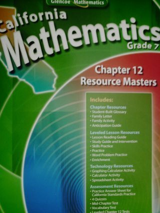 California Mathematics Grade 7 Chapter 12 Resource Masters (California ...