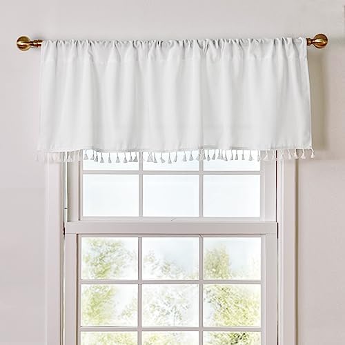 Amazon.com: 2 Pack White Valances for Windows Semi Sheer Kitchen ...
