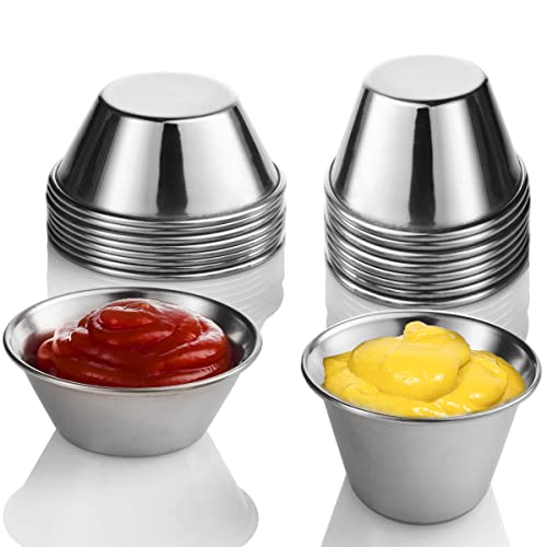 Snapklik.com : (24 Pack, 2 Sizes) Small Sauce Cups, Stainless Steel ...