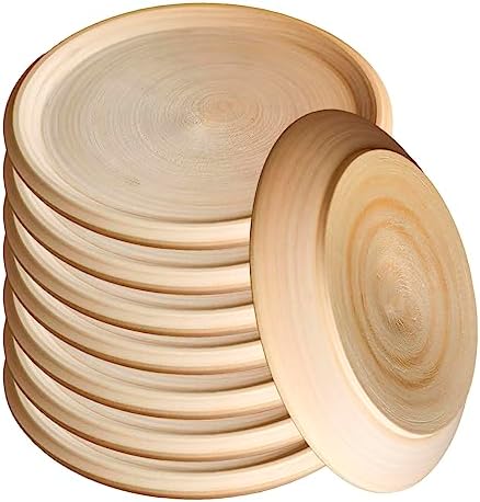 Amazon.com: Wooden Craft Plate Set - DIY Handmade Home Decor, 8-Piece ...