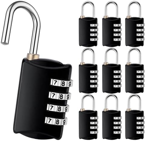 Voittozege 10 Pack 4 Digit Combination Locks Small Combination Padlock ...