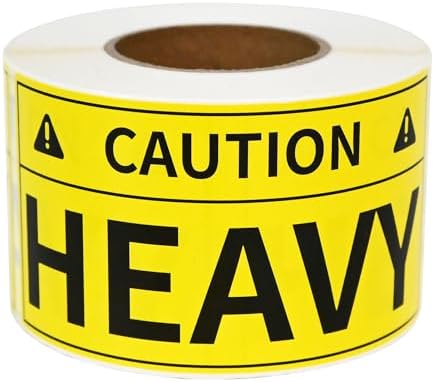 Amazon.com: L LIKED Caution Heavy Sticker, 2 x 4 inch Yellow Heavy ...