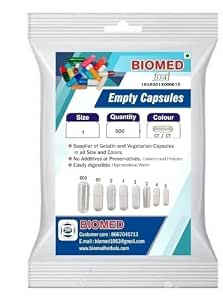 Buy Size 1 Clear Empty Gelatin Pill Capsule Pack of 1 (500 Capsules ...