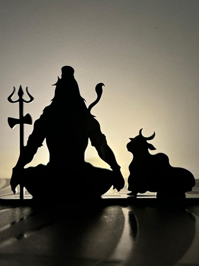 Buy Manvini Shiva Idol with Nandi | Acrylic Adiyogi Mahadev Statue on a ...