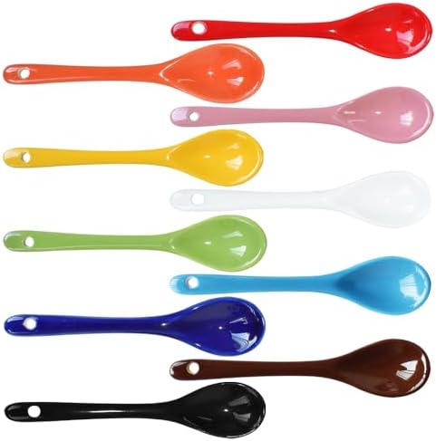 Amazon.com: Lotatheta 8 Color Porcelain Egg Spoons Ceramic Spoons 5 ...