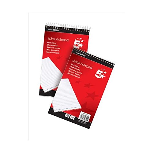 5 Star Spiral Notepad Headbound Ruled 160 Pages 125x200mm (Pack 10 ...