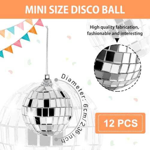 wordmouk 12pcs Mini Mirror Disco Ball Silver 6cm Color Mirror Ball ...