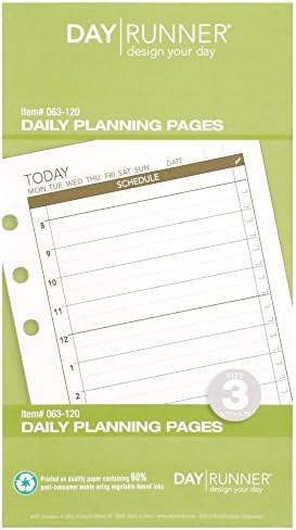 Amazon.com : Day Runner Daily Planning Pages, Size 3, Hourly ...