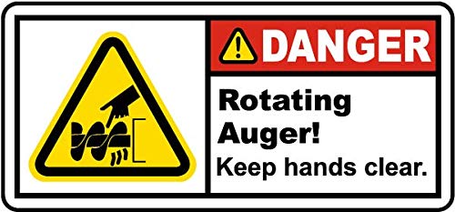 Danger. Rotating Auger! Keep Hands Clear. Sign Board Water Proof ...