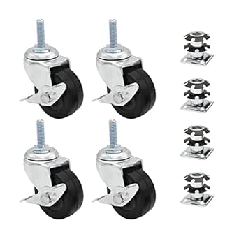 1" Square Metal Double Star Caster Insert | 5/16-18 Threaded Stem | 2 ...