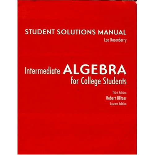 ISBN 0536684502 Students Solution Manual For Intermediate Algebra for ...