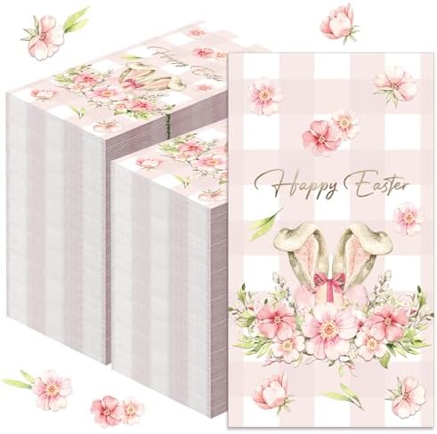 Amazon.com: Sunnychicc 120 Pcs Easter Paper Napkins Irregular Bunny ...