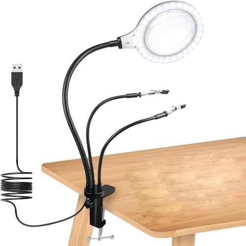 Amazon.com: Magnifier With Light And Clamp,5X Magnification Helping ...