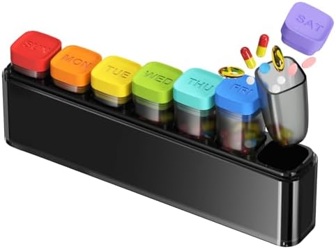 Amazon.com: Weekly Pill Organizer 1 Time a Day, HIONXMGA Portable ...