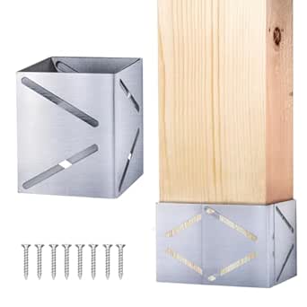 2 Packs Adjustable 4x4 Post Base (Range 3.5"-5.5") Stainless Steel Post ...