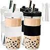Amazon.com: Youeon 4 Pack 24 Oz Reusable Boba Cups with Lids and Straw, Iced Coffee & Smoothie ...