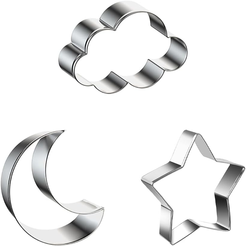 Amazon.com: ccHuDE 3 Pcs Star Moon Cloud Cookie Cutters Stainless Steel ...