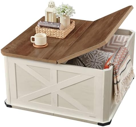 Amazon.com: VEVOR 31.5" Farmhouse Coffee Table, Hinged Square Coffee ...