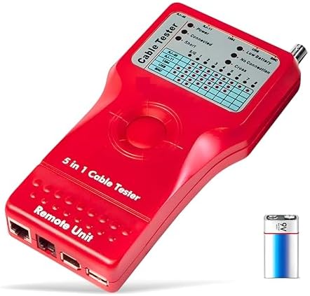 XIKKART Lan Checker, 5 In 1 Multi-Functional Network Cable Tester RJ45 ...
