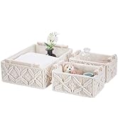 Amazon.com: VinneGenzz Boho Macrame Storage Basket with Lid Organza ...