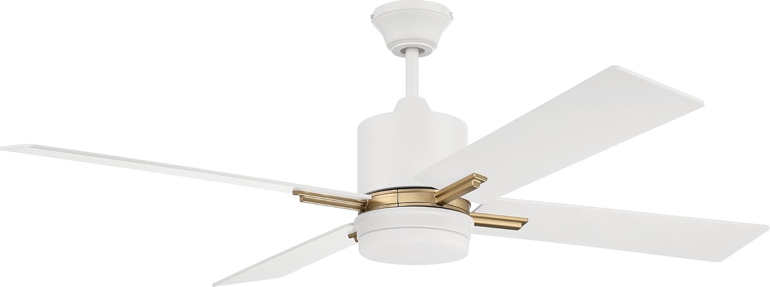 Craftmade 52" Teana Ceiling Fan in White/Satin Brass Finish, Custom ...