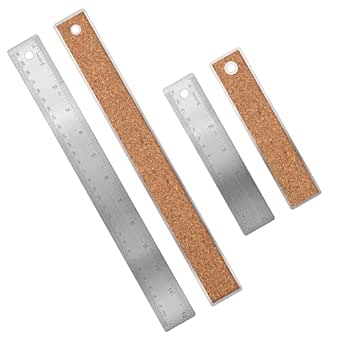 2 Pieces Metal Ruler 15 30cm Cork Backed Ruler Stainless Steel Metal ...