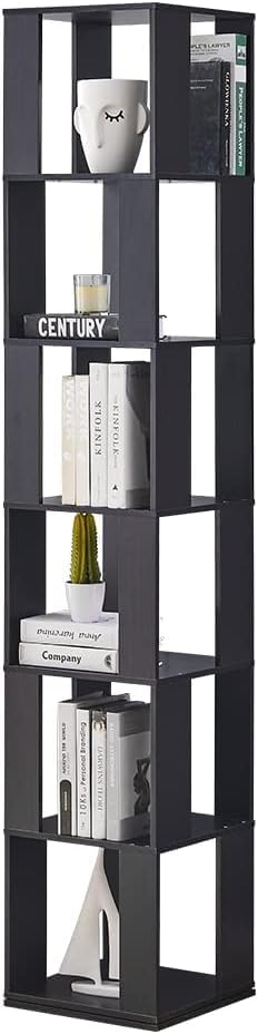 Amazon.com: 4HOMART 6 tier Rotating Bookshelf, Floor Rack Simple ...