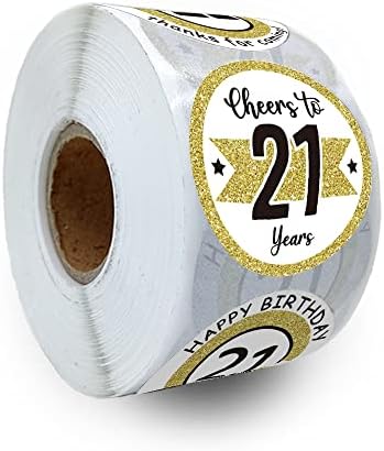 Amazon.com: REWIDPARTY White Gold 21st Birthday Stickers Rolls Cheers ...