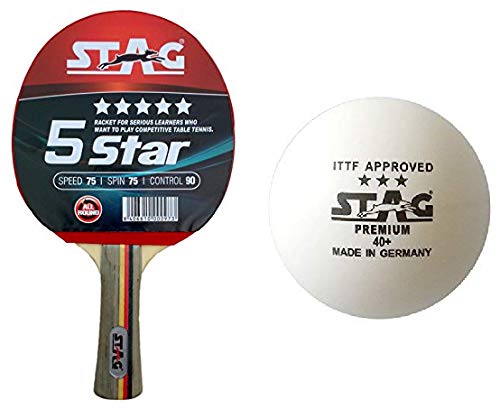 Buy Stag 5 Star Table Tennis Racquet & Three Star Table Tennis Ball ...