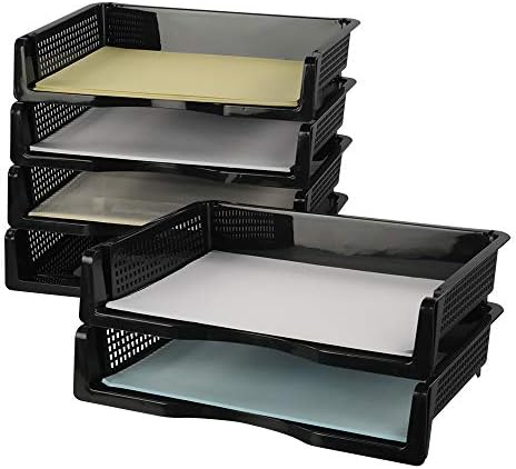 Cadineer 6 Packs A4 Desk Filing Trays Stackable, Black Document Letter ...