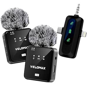 VELOMAX Wireless Mic for YouTube, Smartphone & Camera, 164FT Range, 3 ...