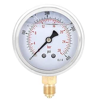 Walfront 1/4" BSP Mechanical Manometer, Oil Filled Pressure Gauge, 2 ...