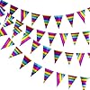 Amazon.com: Cheerland Shiny Rainbow Stripes Triangle Flag Hanging ...