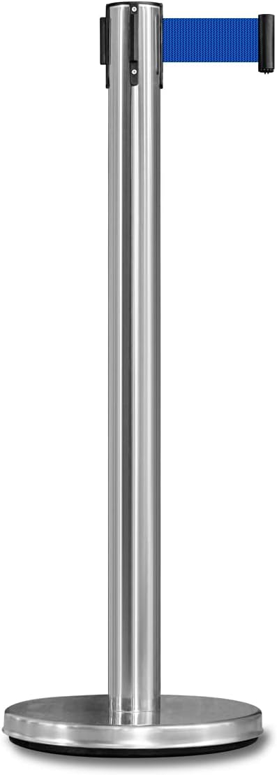 Amazon | ottostyle.jp ベルトパーテーション 10個セット 【シルバーポールxブルーベルト】 ガイドポール 4方向連結可能 最長187cm 人員整理 誘導 | 文房具 ...