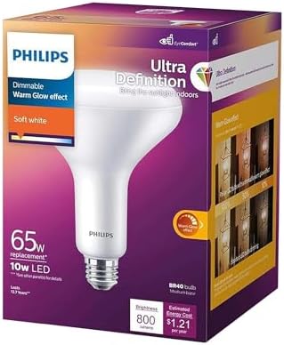 Philips LED Flicker-Free Frosted A19 Light Bulb, Dimmable Warm Glow ...