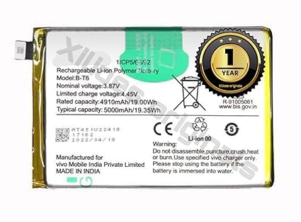 XILIOES ORIGINALS® B-T6 Battery for Vivo T1 5G V2141,/ V2157 / iQOO Z6 ...
