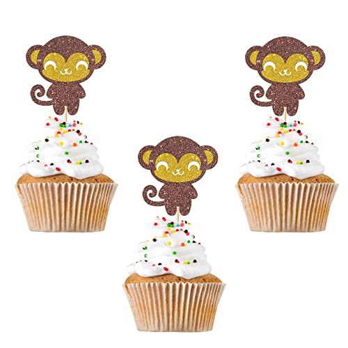 RoadSea Monkey Cupcake Toppers - Zoo Wild Animals Baby Shower - Want It All