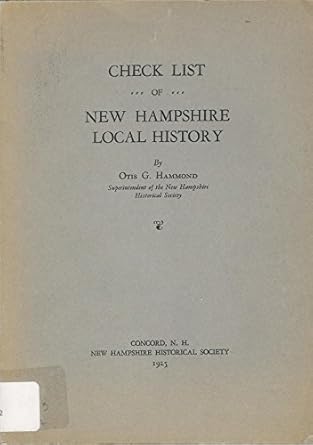 Check List of New Hampshire Local History | Amazon.com.br