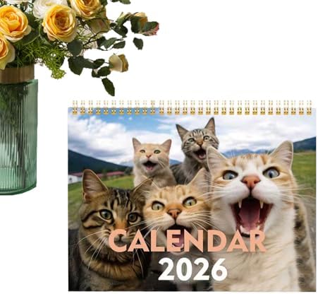2026 Cat Wall Calendar - Cute Planner | 2026 Monthly Desk Calendar ...