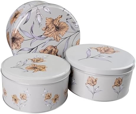 Sterling Sports Set of 3 Round Nesting Cake Storage Tins - Airtight ...