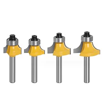 TOWOLYS Round Over Edging Router Bits-4Pcs 1/4 Inch Shank Roundover ...