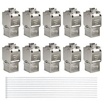 Exiron RJ45 Cat6A Keystone Jacks Shielded Toolless 6-Pack, 10 Gpbs Easy ...
