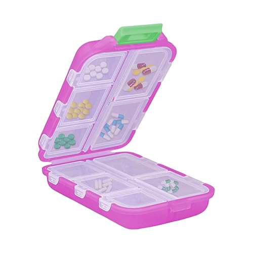 Weekly Travel Pill Organizer Box, 10 Compartments Travel Pill Organizer ...