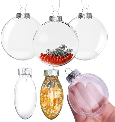 Amazon.com: Liliful 24 Pcs Christmas Clear Glass Ornaments Fillable ...